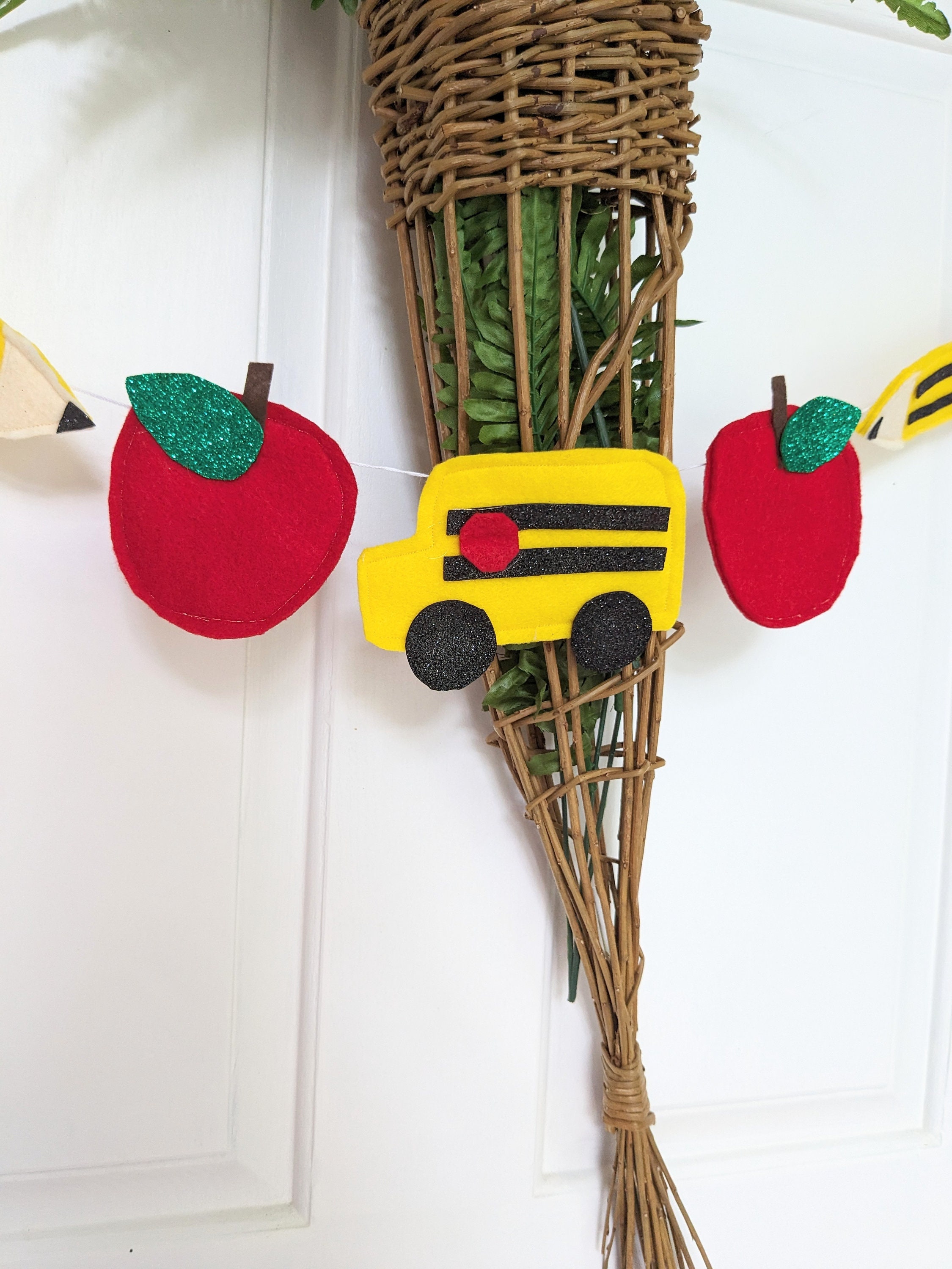 School Garland- Back to School Decor - Pencils Apples School Bus ...