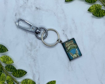 Alice Keychain, Bronze Alice Key Ring, Alice in Wonderland, Initial ...