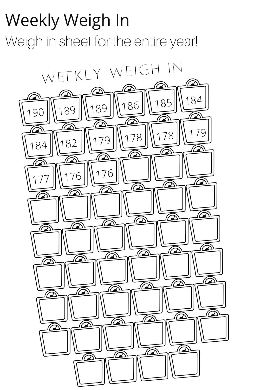 Weekly Weigh in Sheet - Etsy