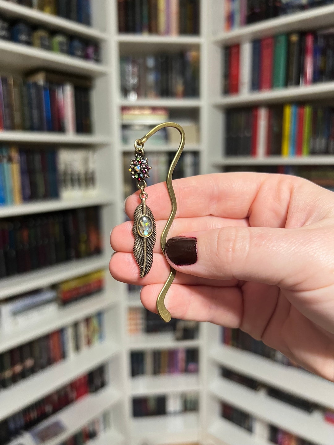 Feather Bookmark/ Gold Bookmark/ Rainbow Gem Bookmark - Etsy UK