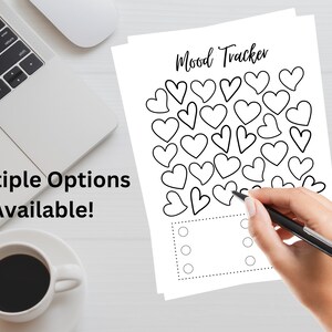 Hearts Mood Tracker | Printable | A5, A4, Letter | 31, 30, 29, 28 Days ...