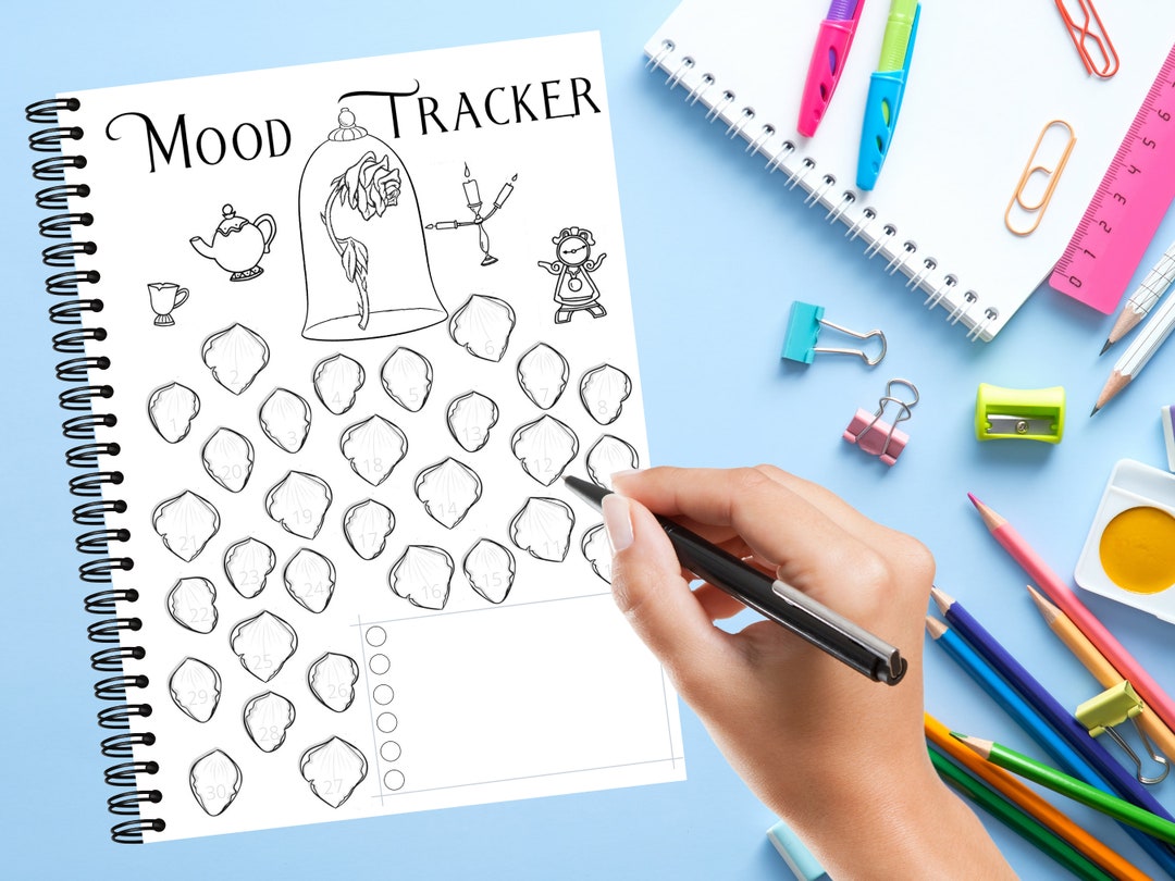 Rose Mood Tracker | Printable | A5, A4, Letter | 30, 31, 28 Days ...