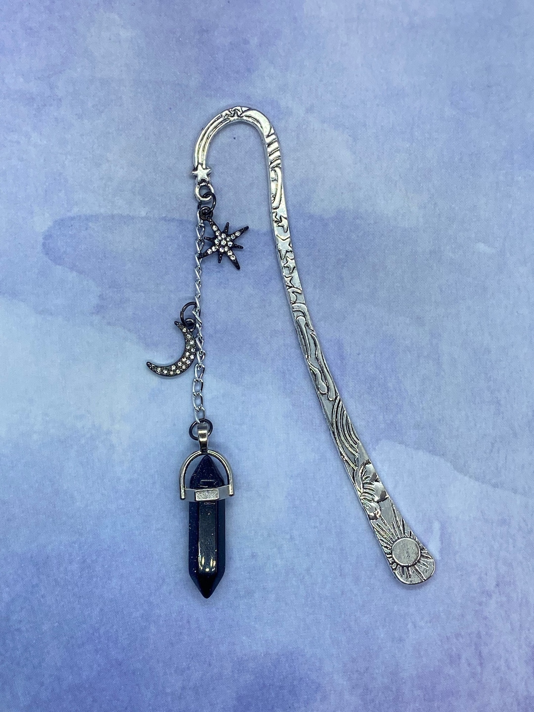 Night Themed Crystal Bookmark/ Moon Bookmark/ Star Bookmark/ Crystal ...