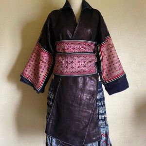 Rare Vintage Hmong Jacket - Belt | Women | Hemp | Hmong Embroidery | ± ...