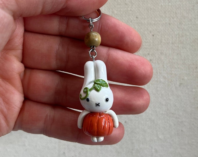 Miffy Handmade Pumpkin Keychain Charm 1.375 Inches Polymer Clay, Resin ...
