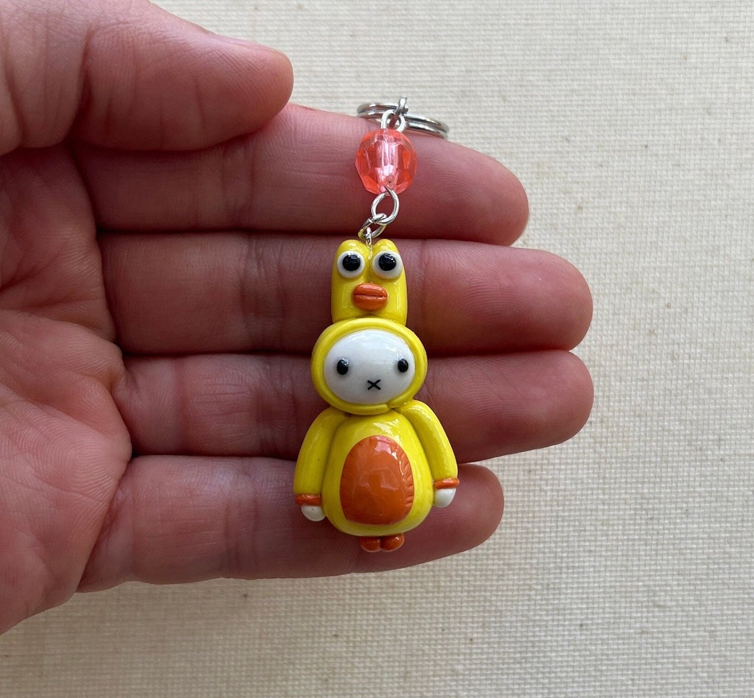 Miffy Handmade Duck Costume Keychain Charm - Yellow and Orange - 1.5 ...