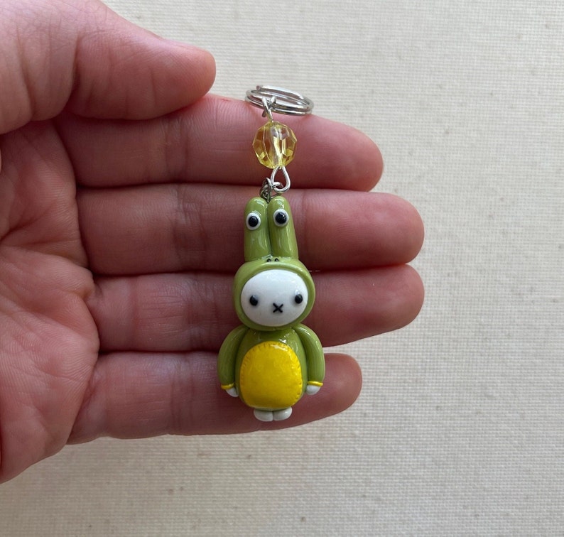 Miffy Handmade Frog Costume Keychain Charm - Green and Yellow - 1.5 ...