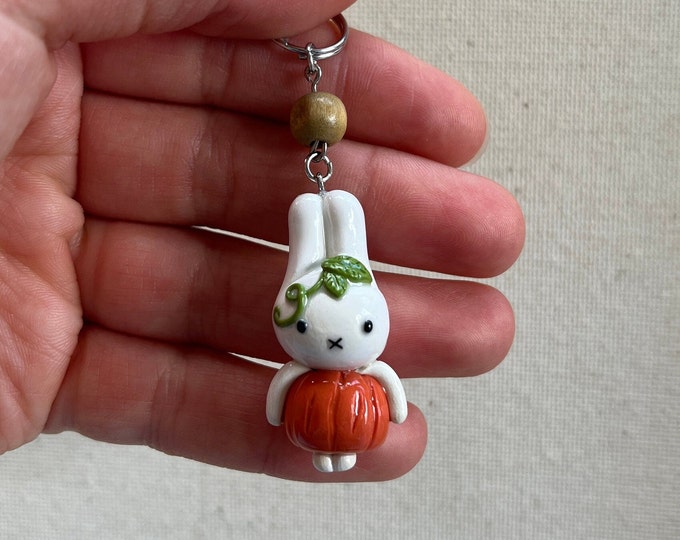 Miffy Handmade Pumpkin Keychain Charm - 1.375 Inches - Polymer Clay ...