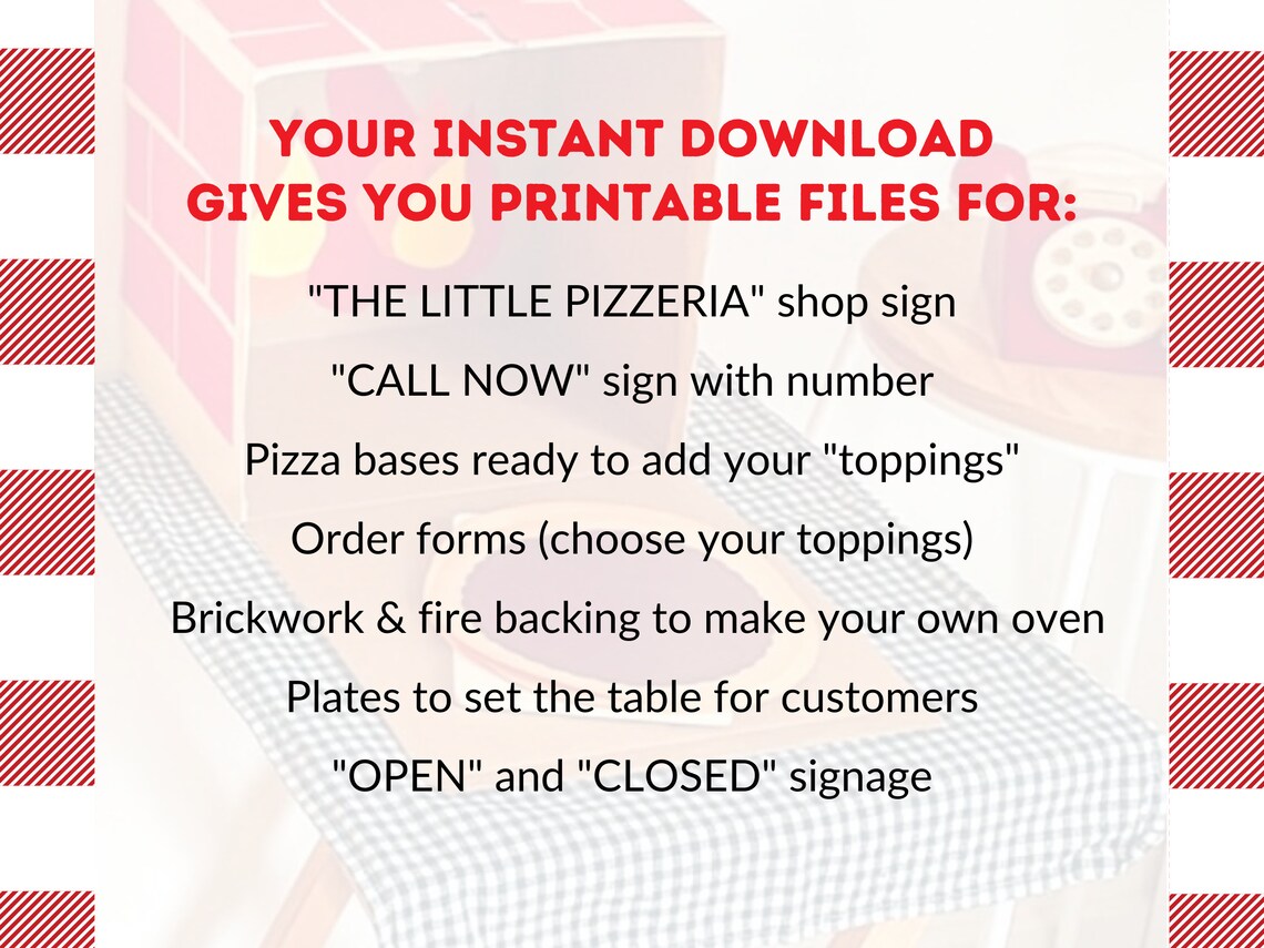 INSTANT DOWNLOAD | Pizza Shop Printables | Kids Activities | Rainy Days ...