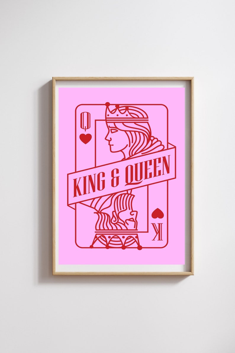 Queen&king Poster Valentine Retro Print Lover Printable Valentine Decor ...