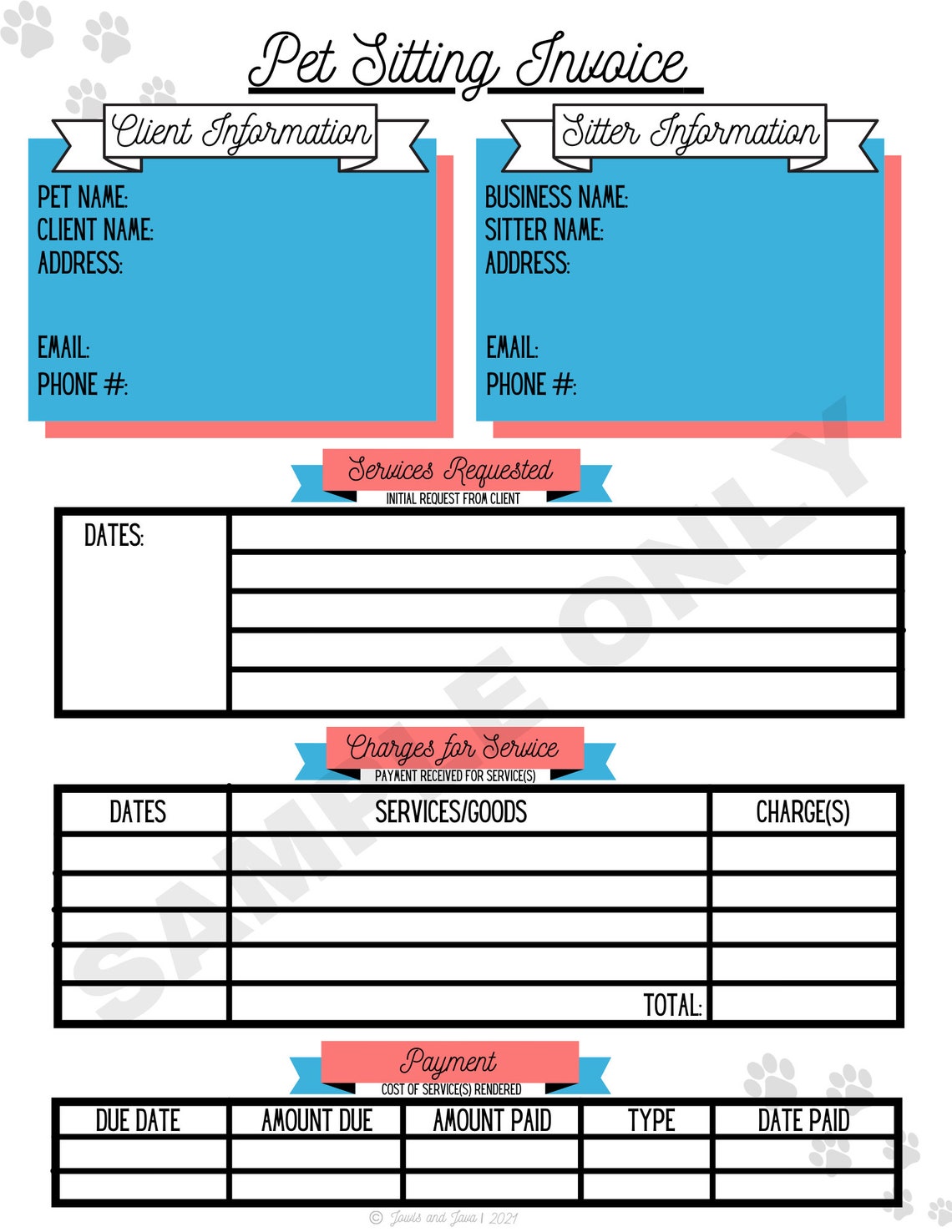 Pet Sitter Trio Packet of Digital Download Templates L Pet Sitter ...
