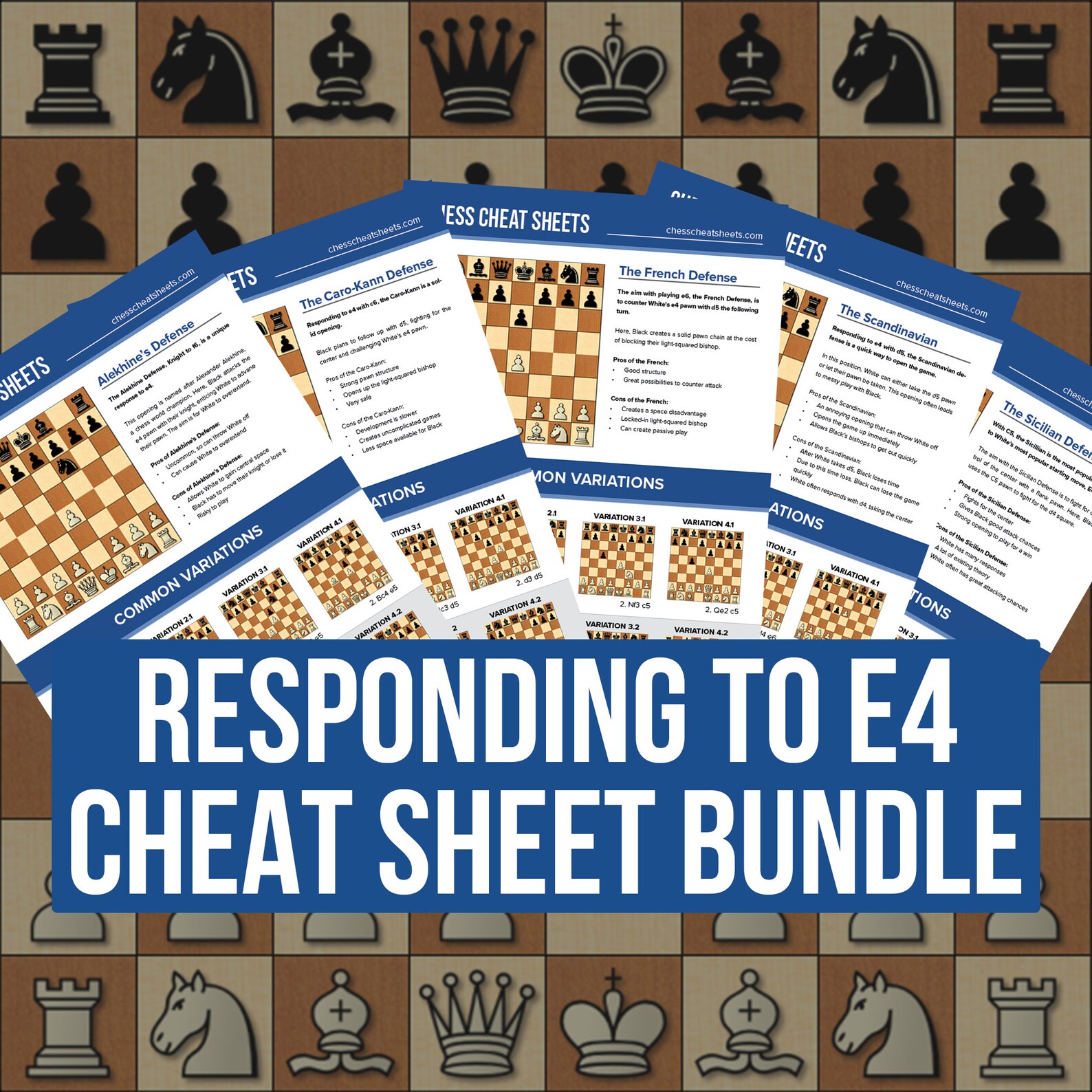 Responding to E4 Chess Cheat Sheet Bundle Chess Guide - Etsy UK