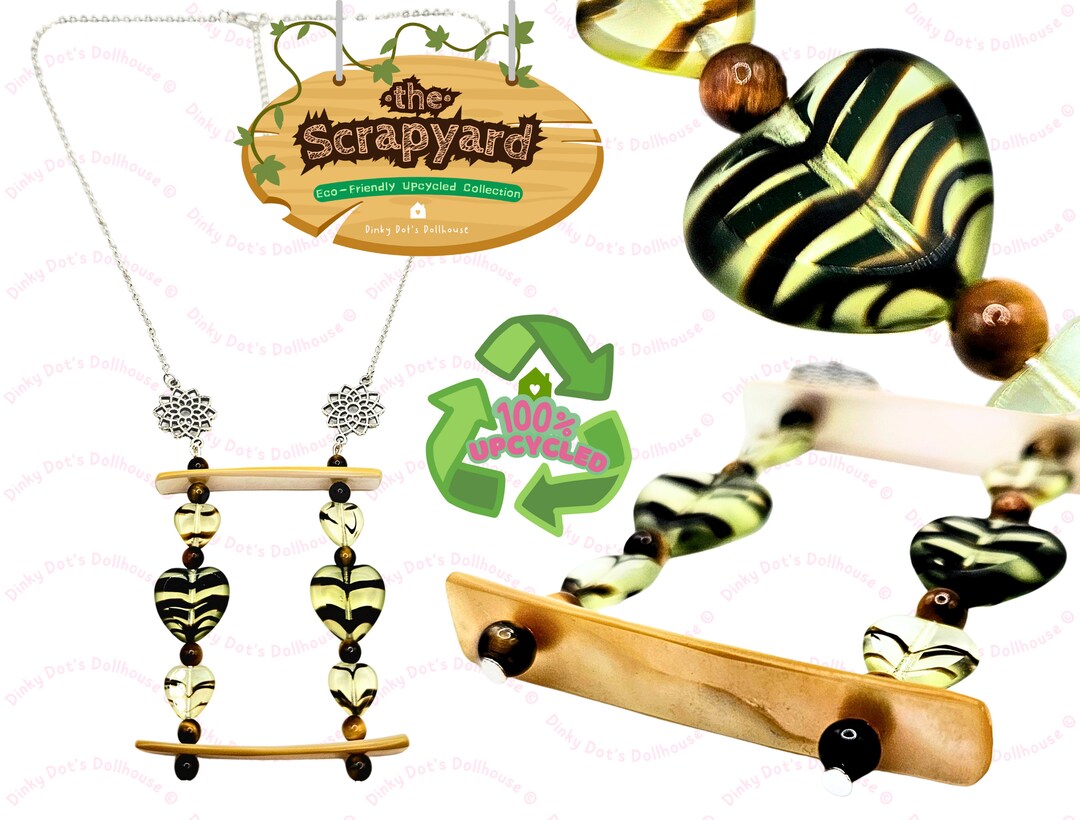 Recycled Glass Heart Tiger's Eye & Shell Pendant Necklace • Handmade ...