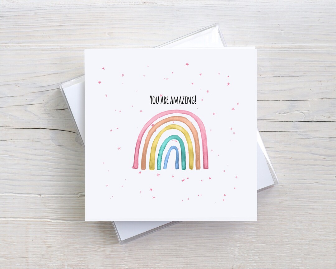 You Are Amazing Card, Thank You Card, Rainbow Card, Greeting Card, in ...
