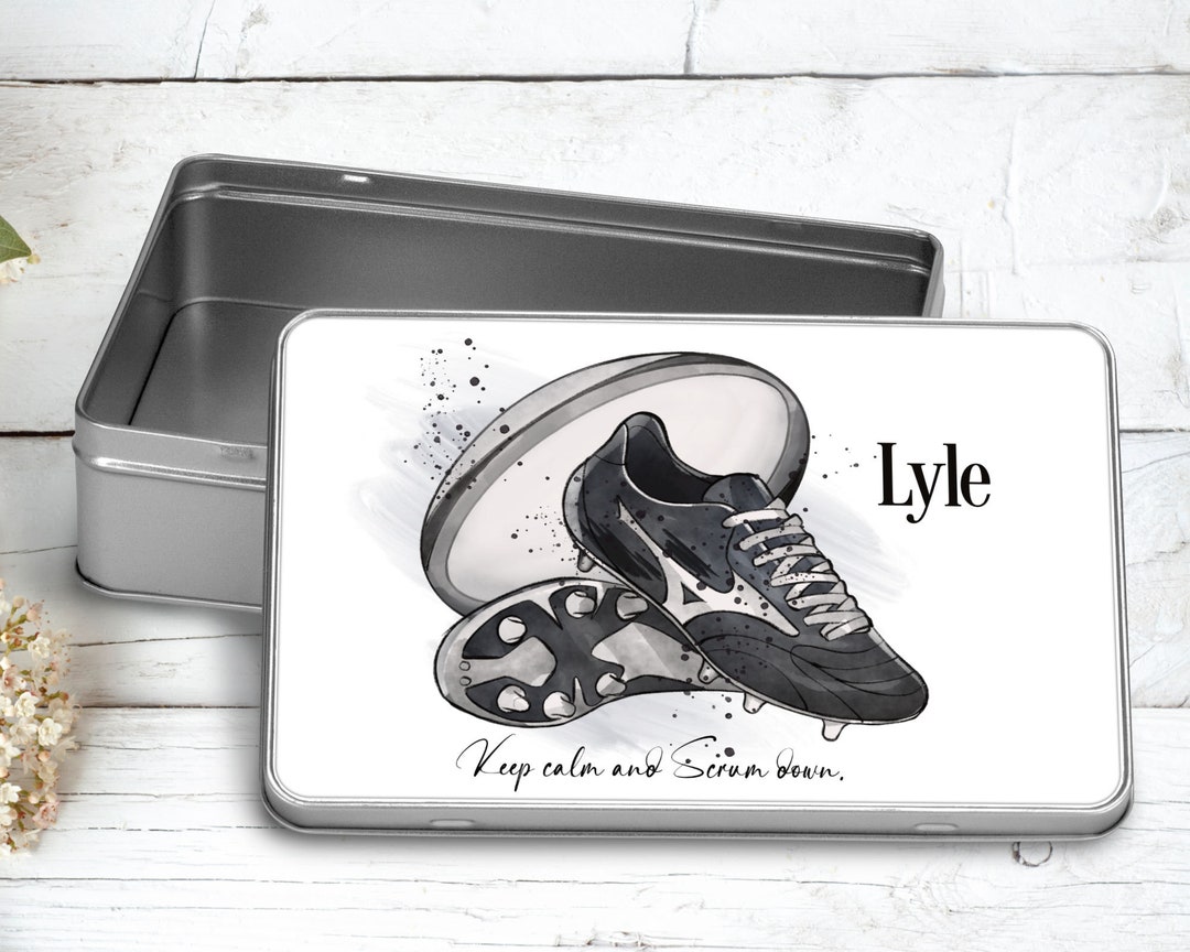 Rugby Tin, Rugby Gift, Personalised Treat Tin, Storage Tin, Snack Tin ...