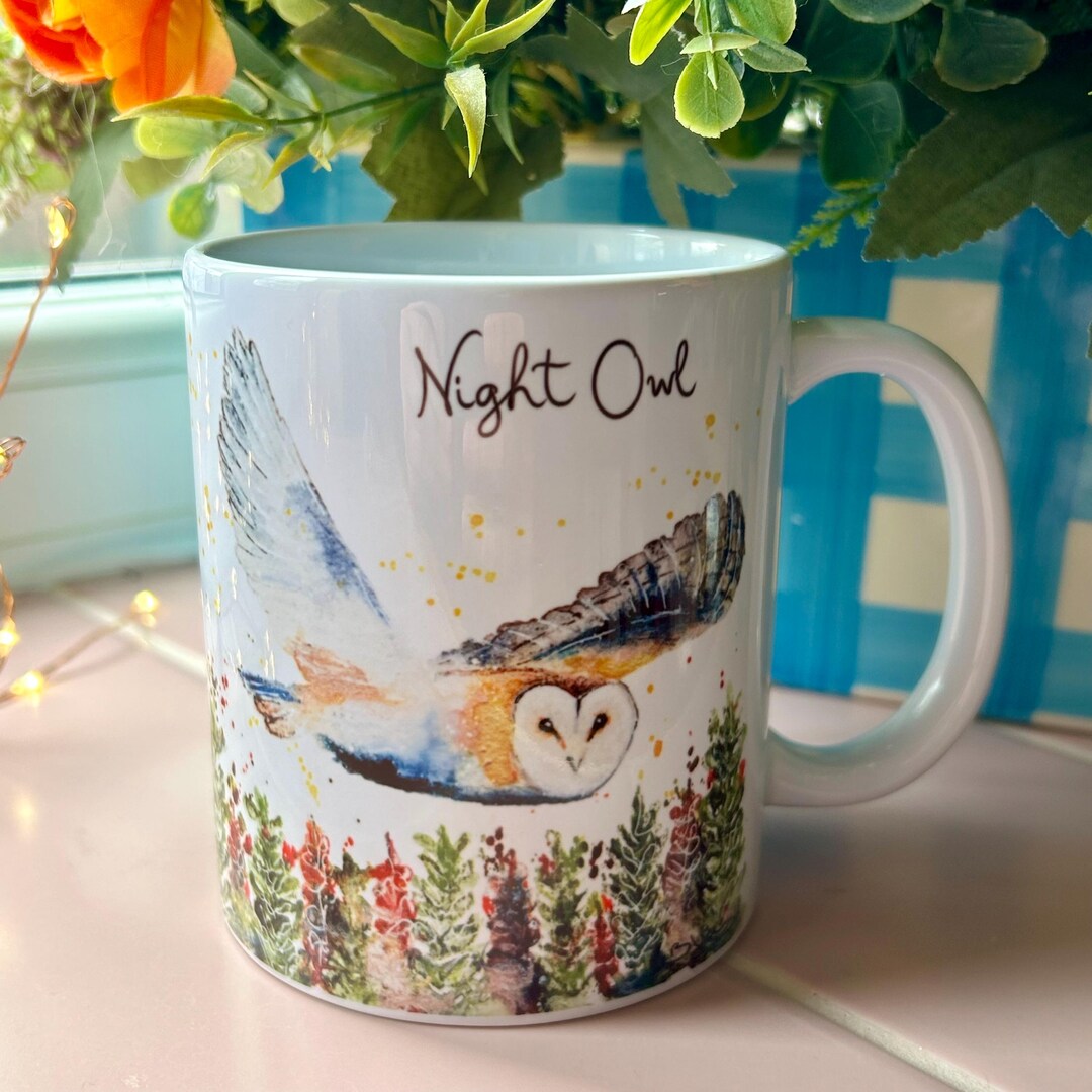 Night Owl Mug, Barn Owl Coffee Mug, Owl Lover Gift, Wildlife ...