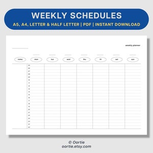 Undated Weekly Timeline Planner on 1 Page With Minimalist Style ...