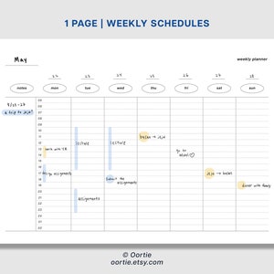 Undated Weekly Timeline Planner on 1 Page With Minimalist Style ...