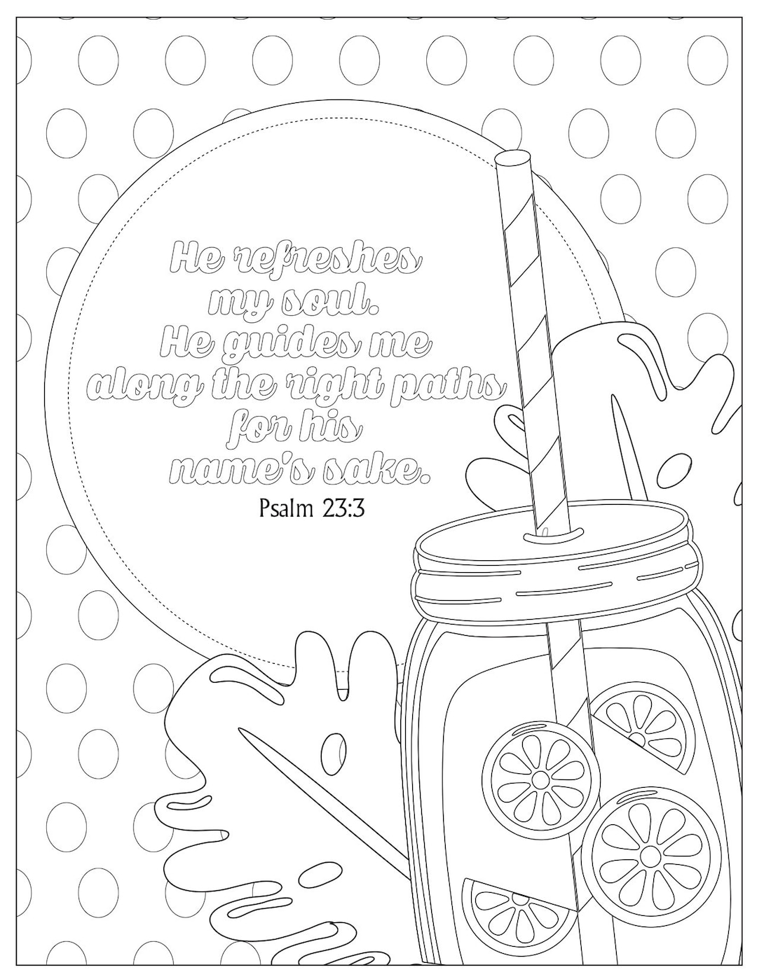 7 DIGITAL Coloring Pages Bible Verse Printable Psalm 23 - Etsy