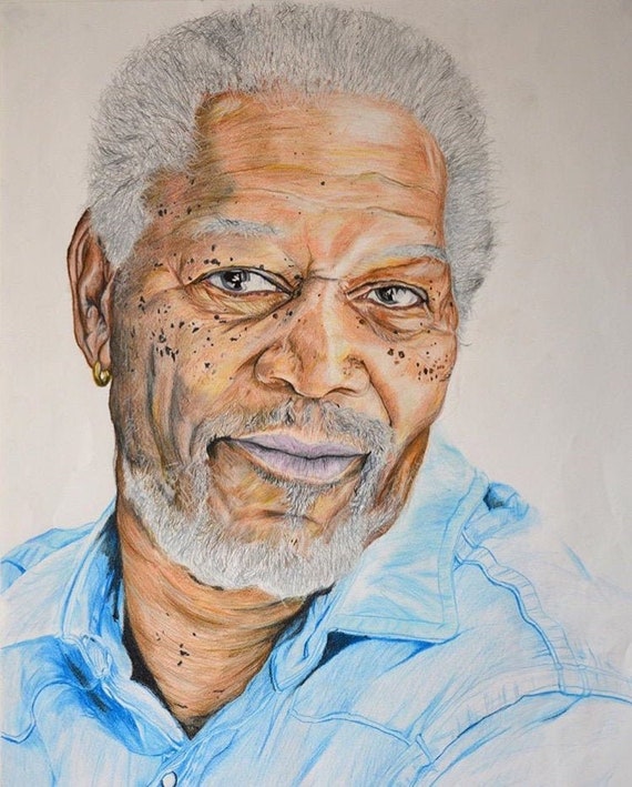 Morgan Freeman colour Pencil Drawing - Etsy