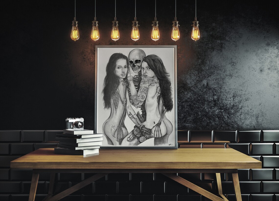 Love of Death graphite Pencil Drawing - Etsy