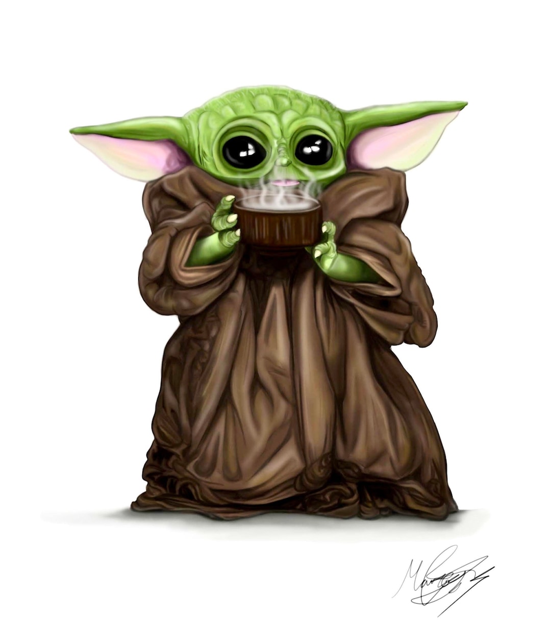 Star Wars Mandalorian Baby Yoda (grogu) Drinking Soup: A4 Glossy Print ...