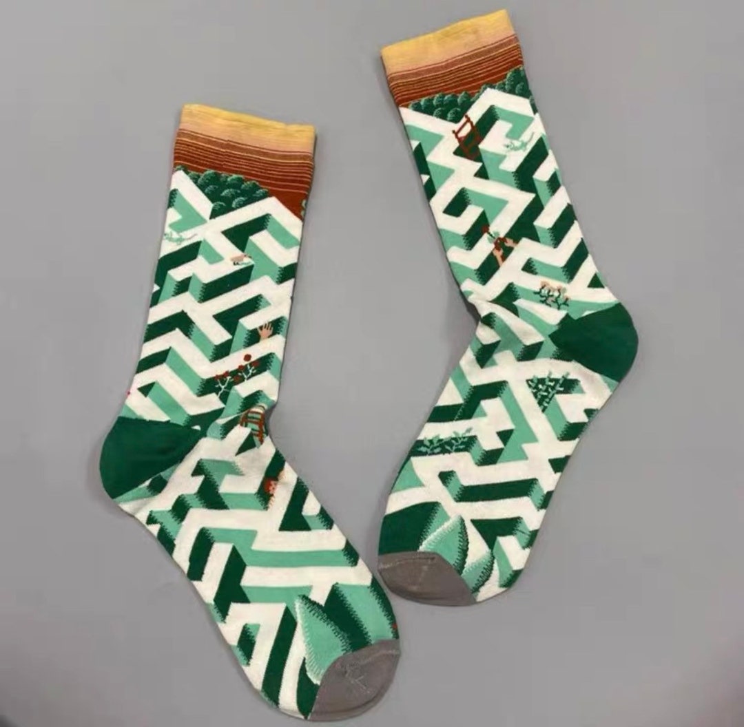Green Maze Socks - Etsy