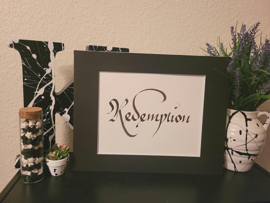 Original Calligraphy Art Redemption, Black Mat & Backing - Etsy