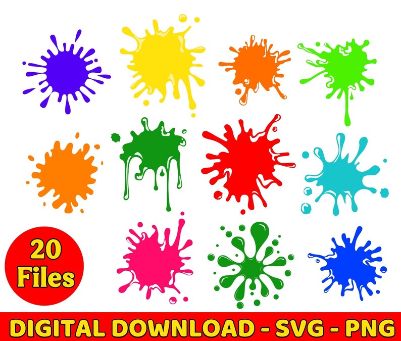 Paint Splatter Bundle SVG, Paint Splatter Png - Etsy