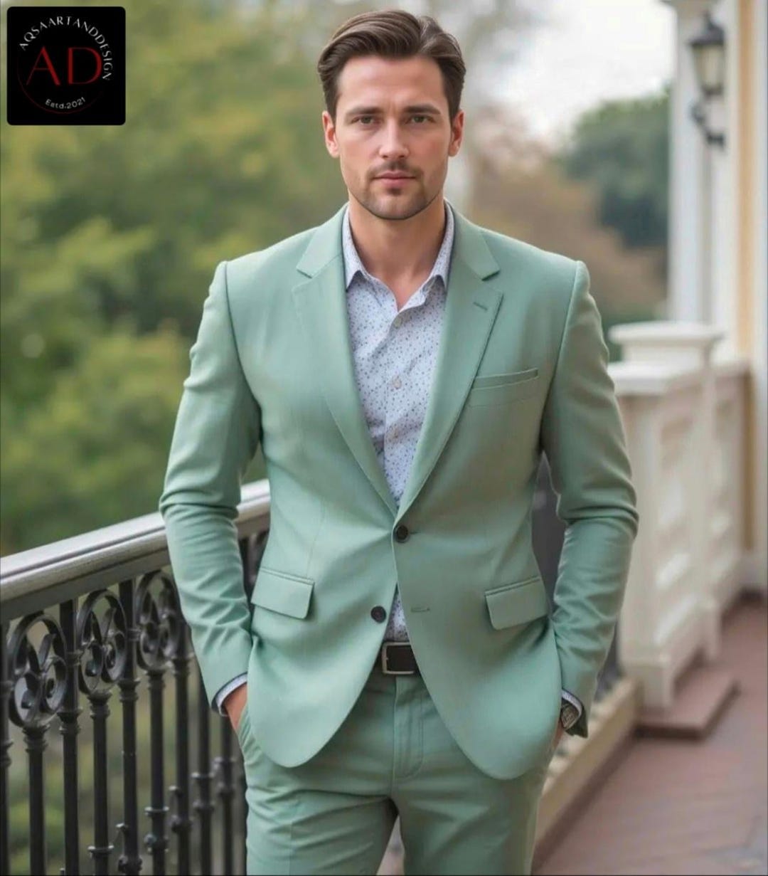 Sage Green Men's Suit: 2-piece Formal Wedding Suit - Etsy