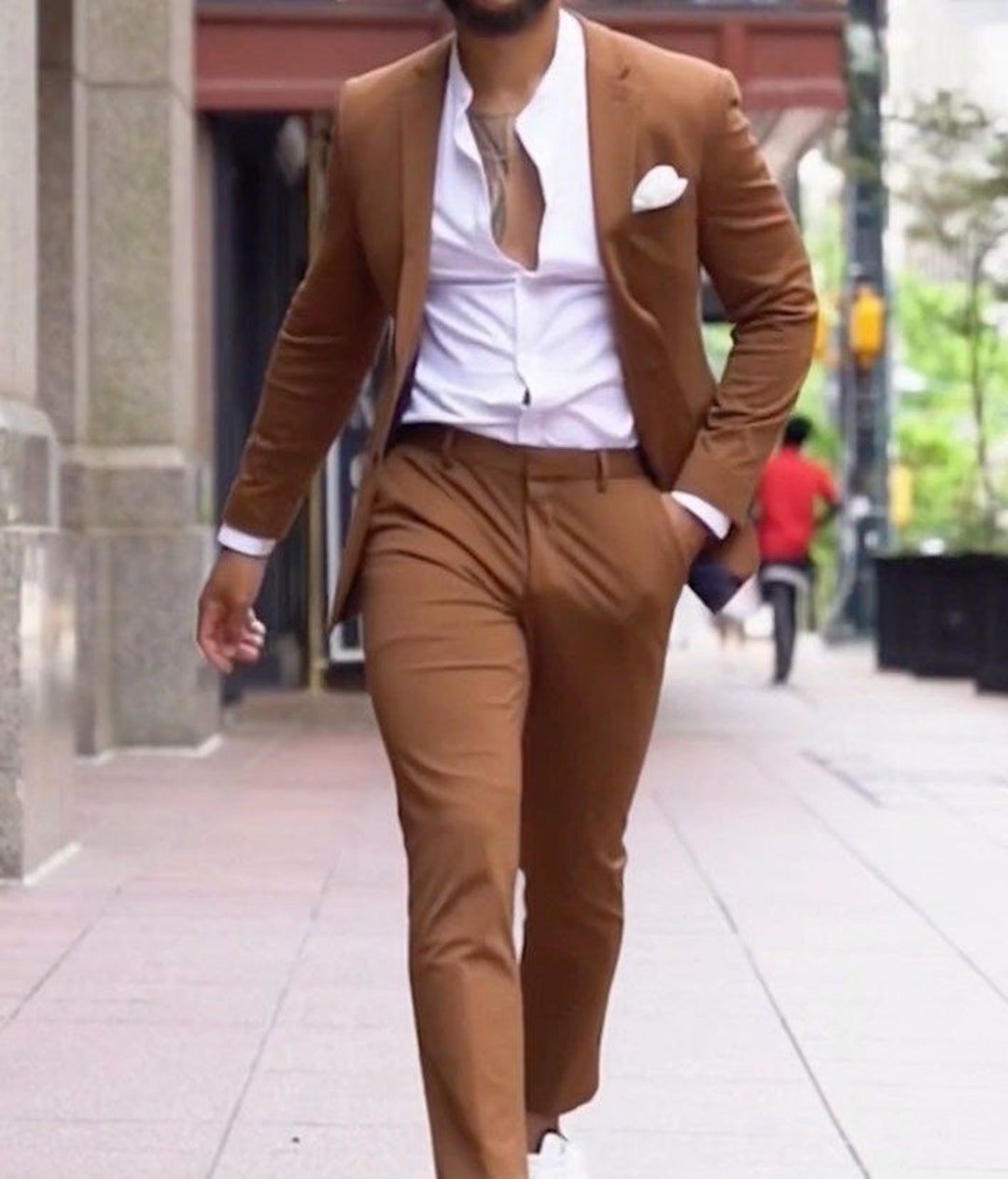 Men Stylish Suit Slim Fit 2 Piece Brown Suit Men's - Etsy