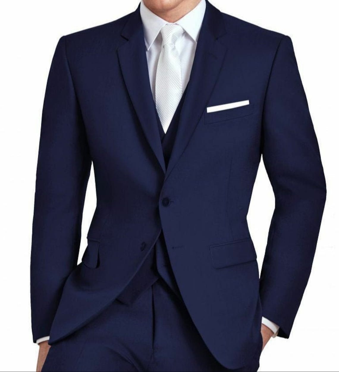 Men Suits Formal Suit Navy Blue 3 Piece Suit Two Button Blue - Etsy