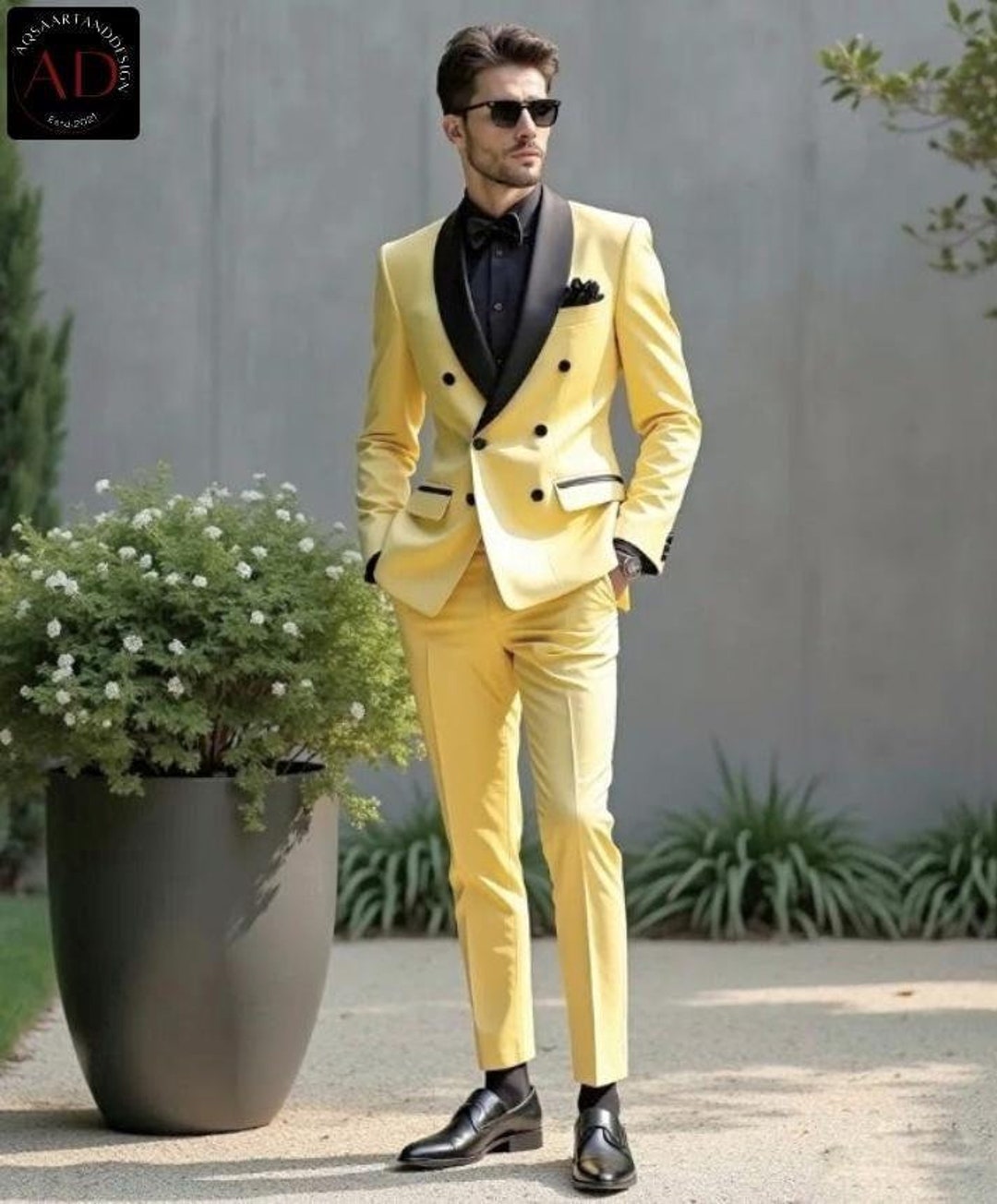 Men's Yellow Tuxedo Suit: Two-piece Wedding Groom Formal Wear - Etsy