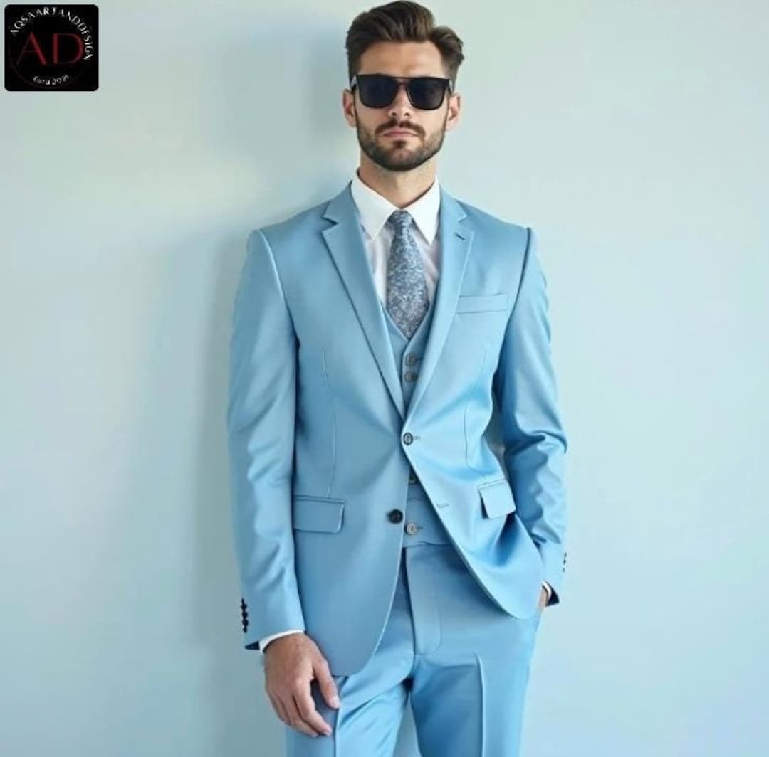 Blue Three Piece Suit - Men Suit Formal - Suit for Groom - Men Suit ...