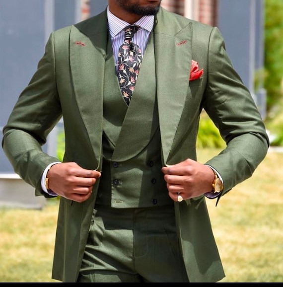 Mens Olive Green Suit