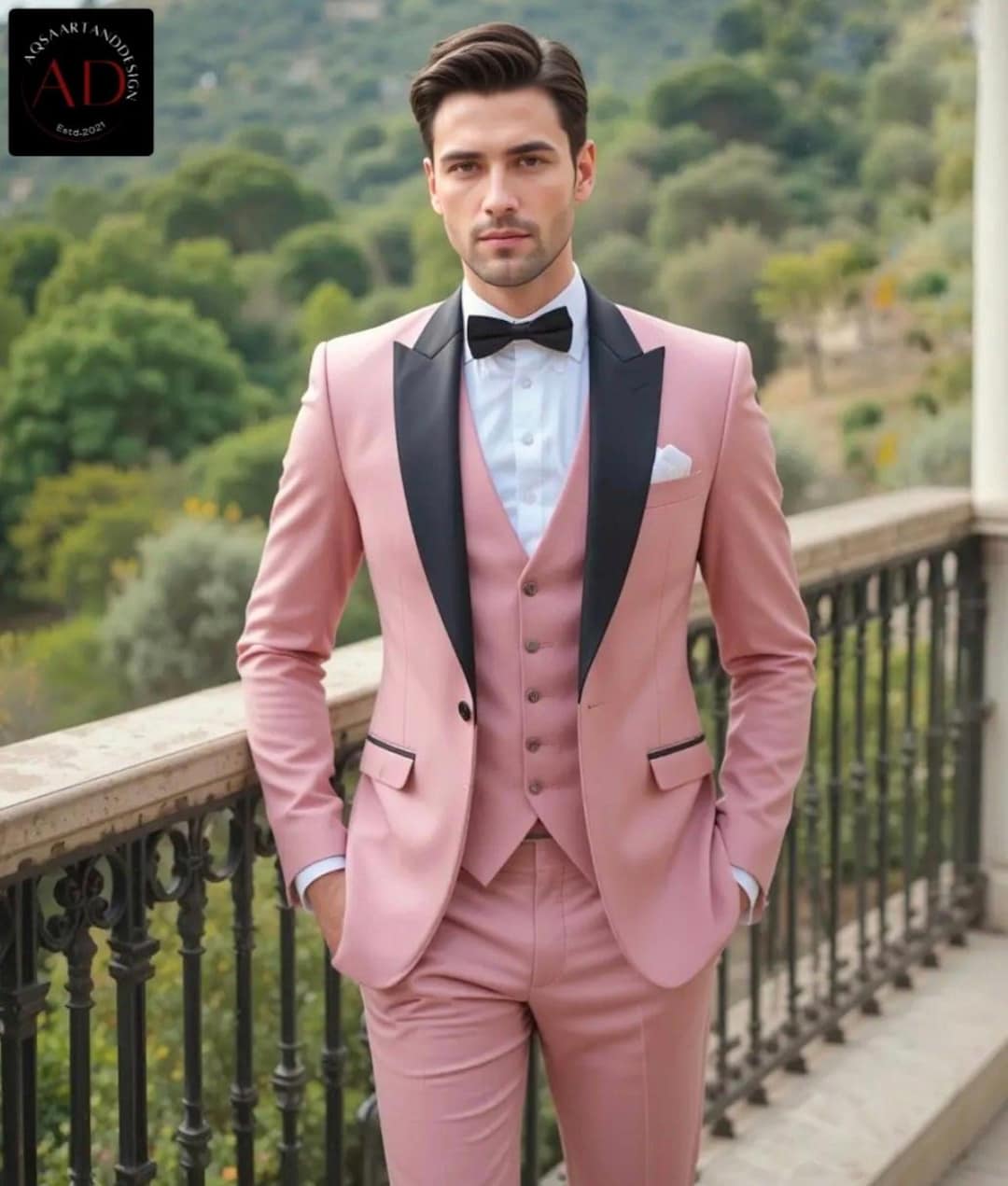 Three Piece Pink Tuxedo Suits - Men's Suit Wedding - Prom Party Groom ...