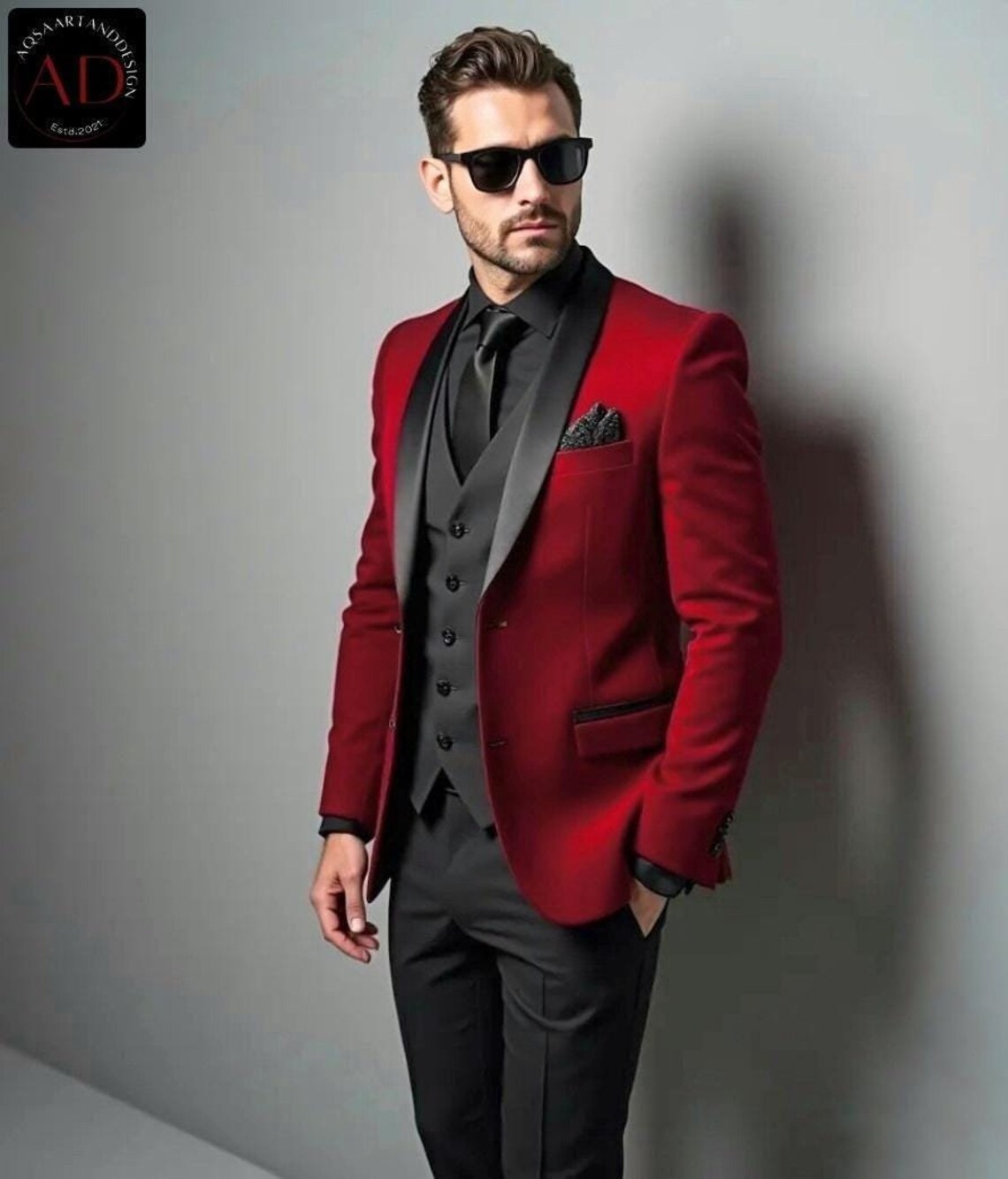 Red Velvet Men's Suit - Slim Fit Shawl Collar, Wedding Groom - Etsy