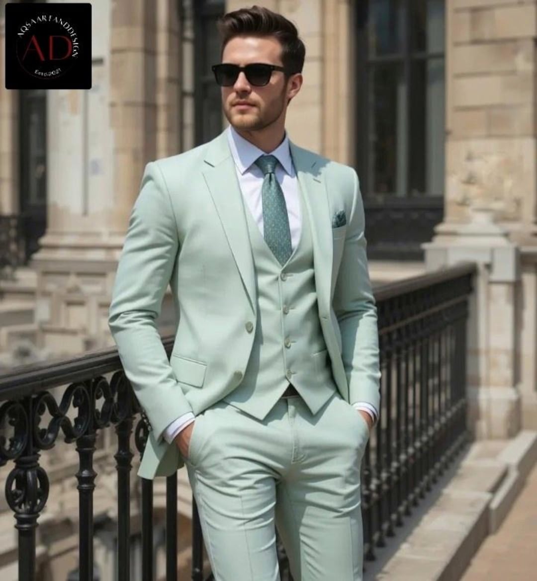 Men Green Suit - Sage Green Wedding Suit - Formal Suit Men - Gift for ...