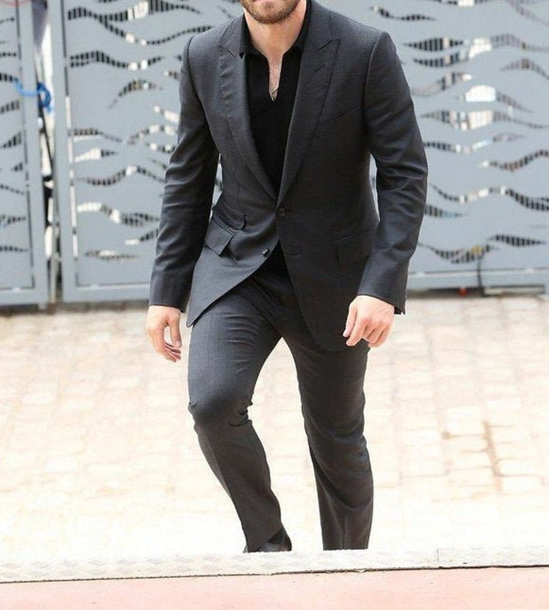 Men Suits Formal Fashion Dark Grey Suit 2 Piece Business Suit - Etsy