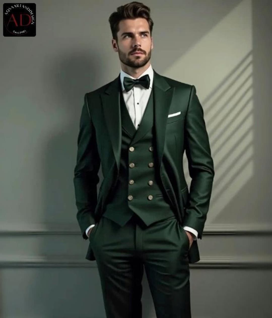Forest Green Three Piece Suit - Slim Fit Wedding Suit - Etsy