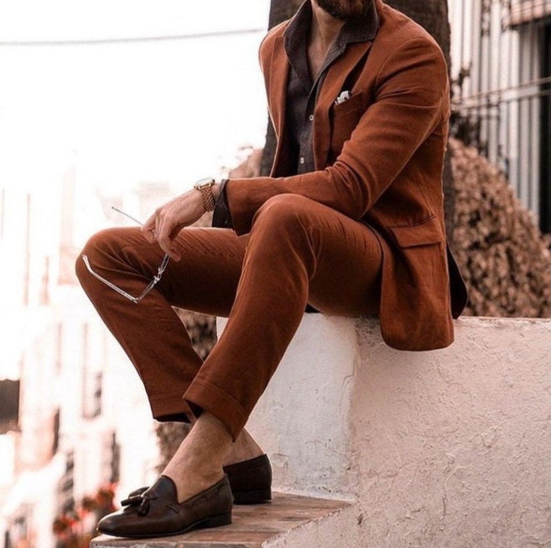 Men Rust Suit Men Suit for Wedding 2piece Slim Fit Rust Suit Wedding ...