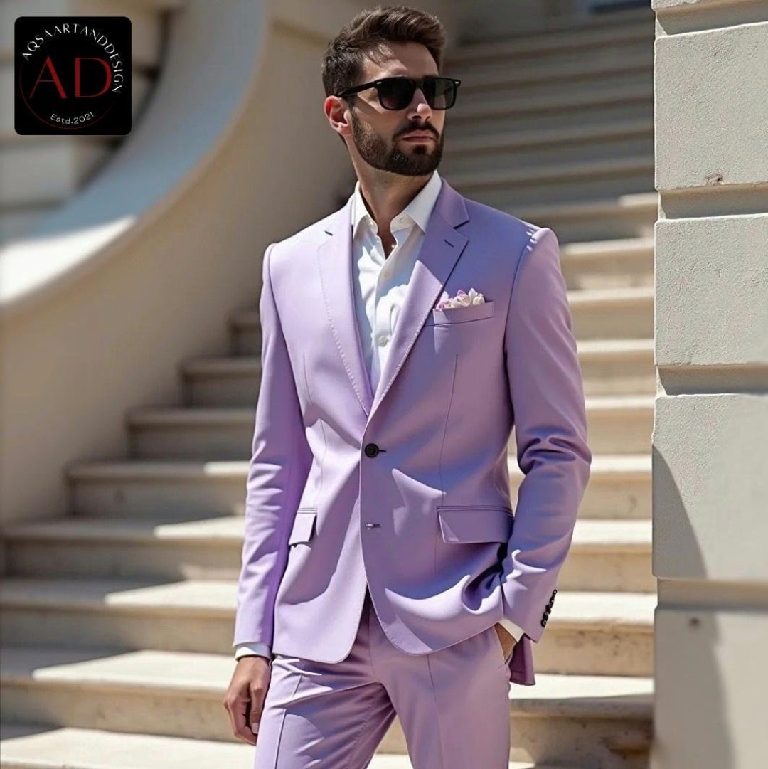 Purple Suit for Men - 2 Piece Slim Fit Light Purple Suit - Two Button ...
