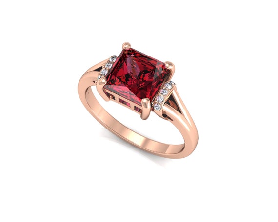 Vintage Garnet Engagement Ring Natural Garnet Wedding Ring for | Etsy