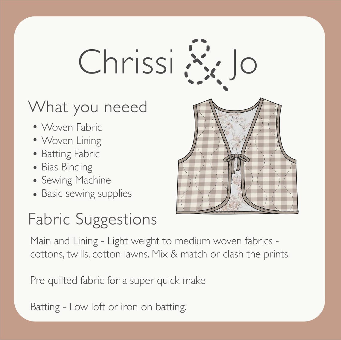 Quilted Crop Gilet Sewing Pattern: Reversible Vest (PDF Pattern) - Etsy