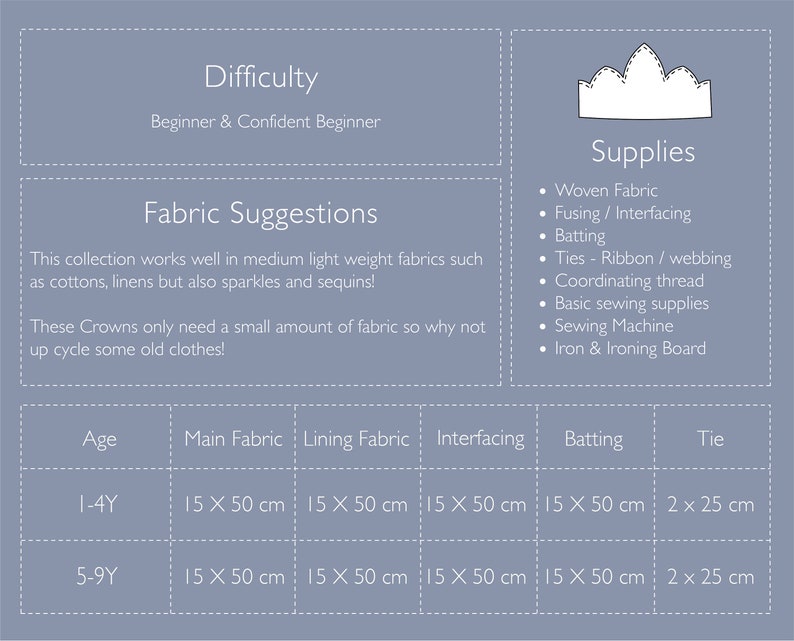 Juju Fabric Queen Crown PDF Sewing Pattern - Etsy