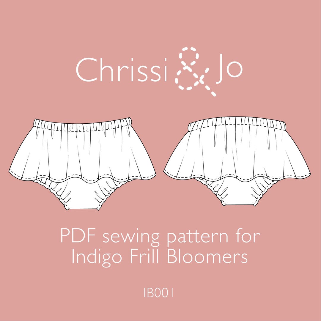 Indigo Frill Bloomers Sewing Pattern: Baby Diaper Cover With Skirt (PDF ...