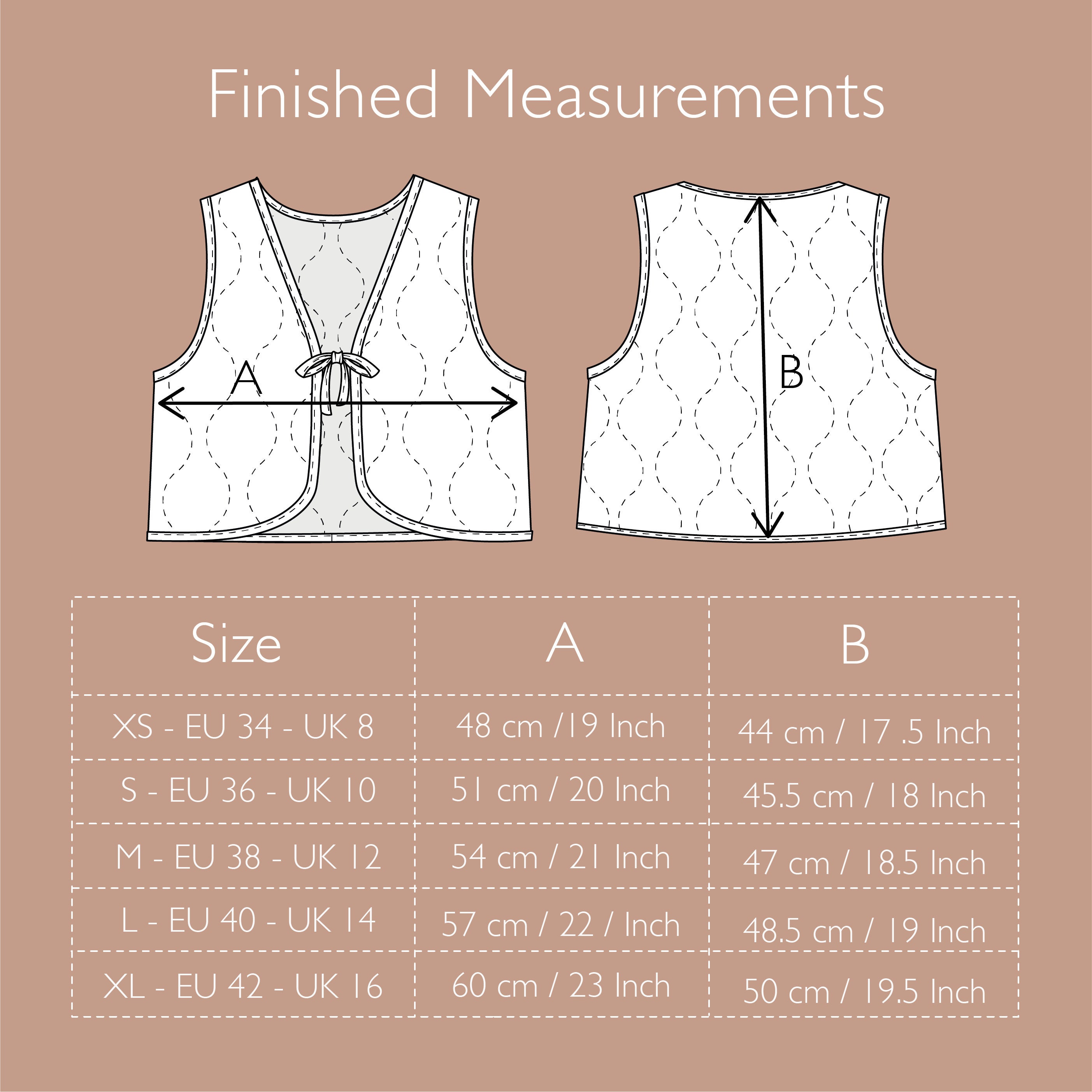 Matching Mama Quinn Crop Quilted Gilet PDF Sewing Pattern UK S 8-16 and ...