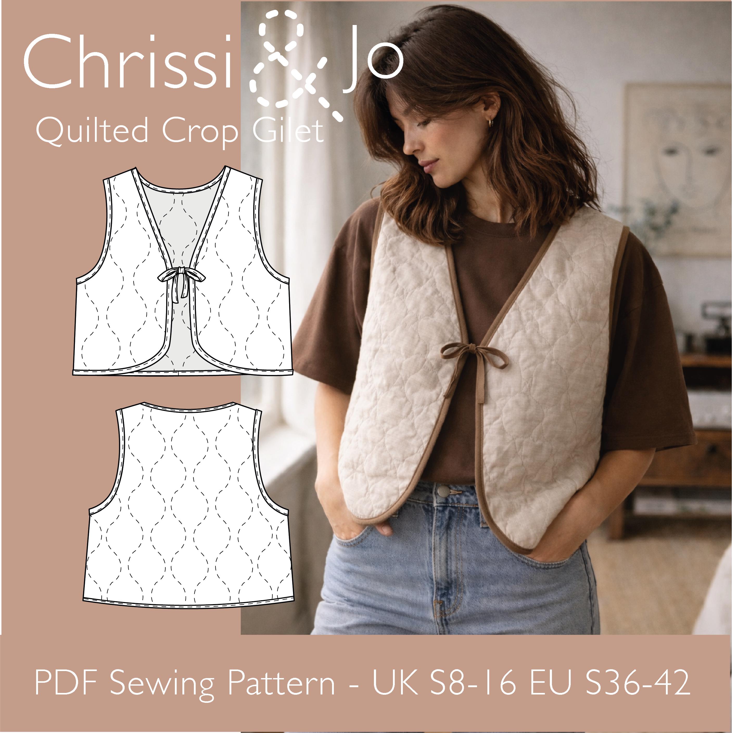 Quilted Crop Gilet Sewing Pattern: Reversible Vest (PDF Pattern) - Etsy