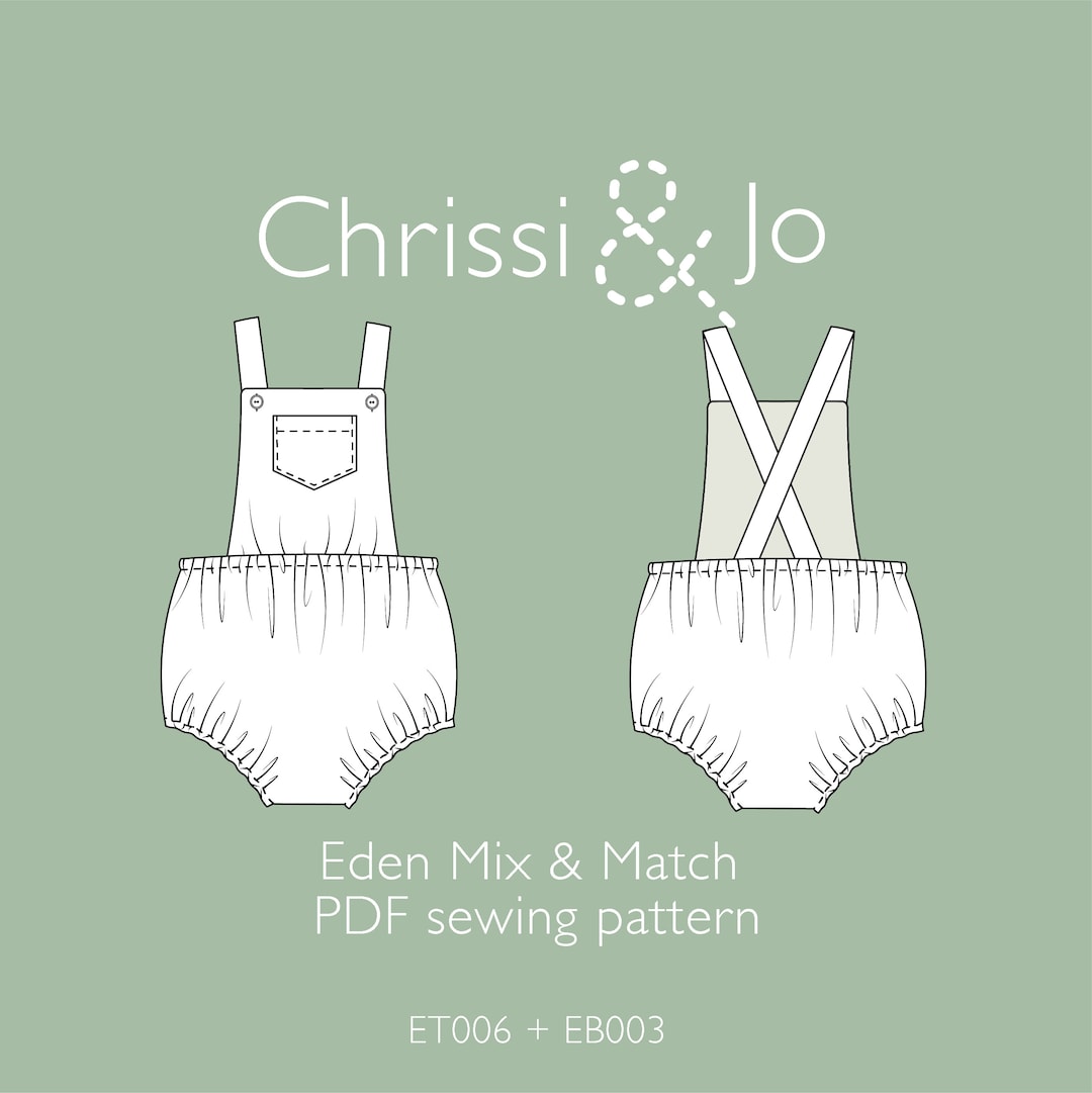 Eden Romper Diaper Cover With Bib Front - Unisex Baby and Toddler PDF Sewing Pattern - Etsy