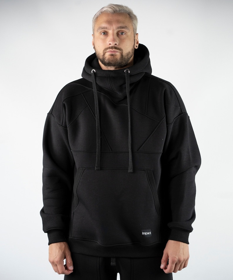 Black Hoodie for Men Oversize Sweatshirt With Unique Design - Etsy